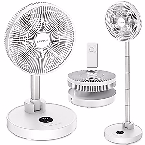TriPole 12'' Standing Fan Oscillating Pedestal Fan, Rechargeable Battery Operated Fan Quiet Height Adjustable Floor Fan with Remote Timer, Foldaway Portable Fan for Bedroom Home Travel, 5-31H Working