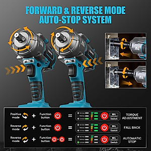ZUYIYI 1000N.m(738FT-lbs) Cordless Impact Wrench High Torque, 1/2" Power Impact Gun for Makita 18V Battery, Electric Brushless Impact Driver for Car Tire Truck RV Mower(Battery NOT Included)