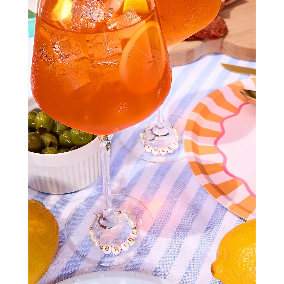 xo, Fetti Bachelorette Party Drink Markers - 8 count | Friendship Bracelet Bride, Engaged Era, Bridesmaid Favor, Bridal Party Accessory, Pearl Bead Party Drink Supplies