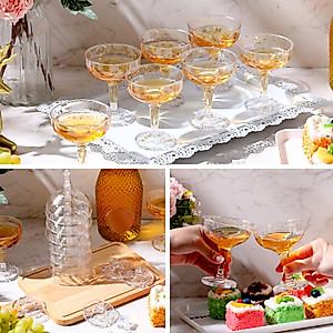 Zopeal 30 Pcs Champagne Coupe Glasses 5 oz Plastic Champagne Tower Disposable Martini Glasses Stackable Stemmed Champagne Coupe for Wedding Birthday Party Bar(Gold Glitter)
