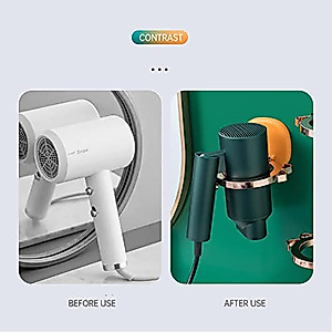 CARURLIFF Small Foldable Hair Dryer Holder Wall Mounted Cute Blow Dryer Rack No Drill Organizer for Bathroom (Green)