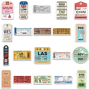 Kechup Vintage Boarding Pass Stickers - 40PCS Waterproof Retro Luggage & Laptop Stickers for Adults & Kids