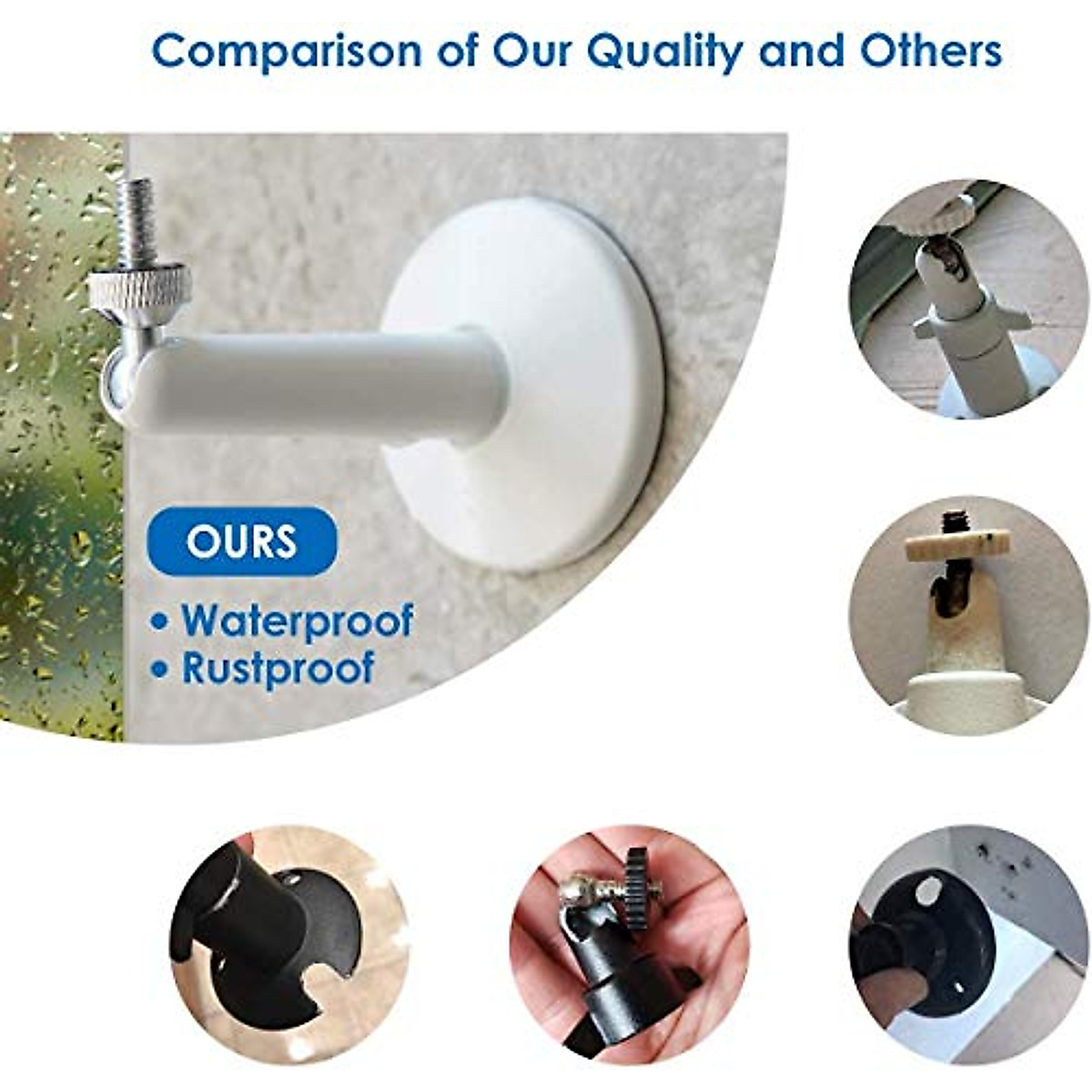 [3 Pack] KIWISMART Wall Mount Compatible with Ring Stick up Cam Wired/Battery and Ring Indoor Cam HD Securit Camera Metal Mount with 360 Degree Adjusable Mount (White)