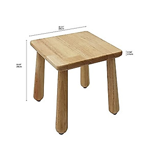 [PJ Collection] Natural Wood Stool, with Portable and Detachable Legs, Lightweight Stool, Foot Stool for Adults, Kids Stool, Use for Toy Room,Bedroom,Kitchen, Bathroom (Square, Natural)