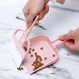1 Set Mini Broom and Dustpan Set Small Dustpan and Brush Set Mini Hand Held Broom and Dustpan Set Dust Pan and Brush Set Small Dust Pans with Brush Set, Pink