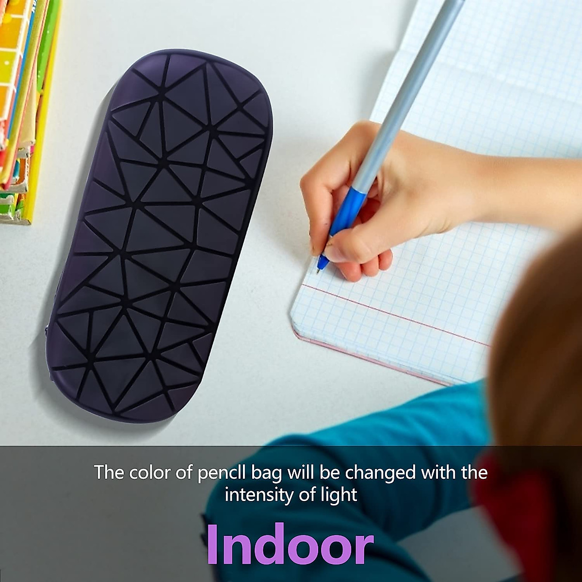 Qbily Large Capacity Pencil Case,Light Pencil Case Pouch Office School College Organizer Storage, High-Capacity Gel Pen Marker Pencil Pen Stationery Case,Purple,Small