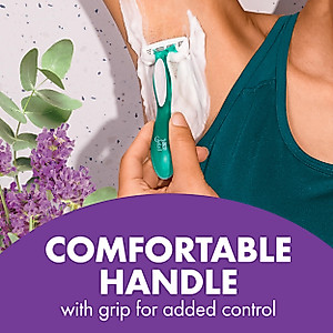 BIC Soleil Escape Women's Disposable 4-Blade Razors, Bikini Line Razor with Lavender & Eucalyptus Scented Handles, 12-Pack