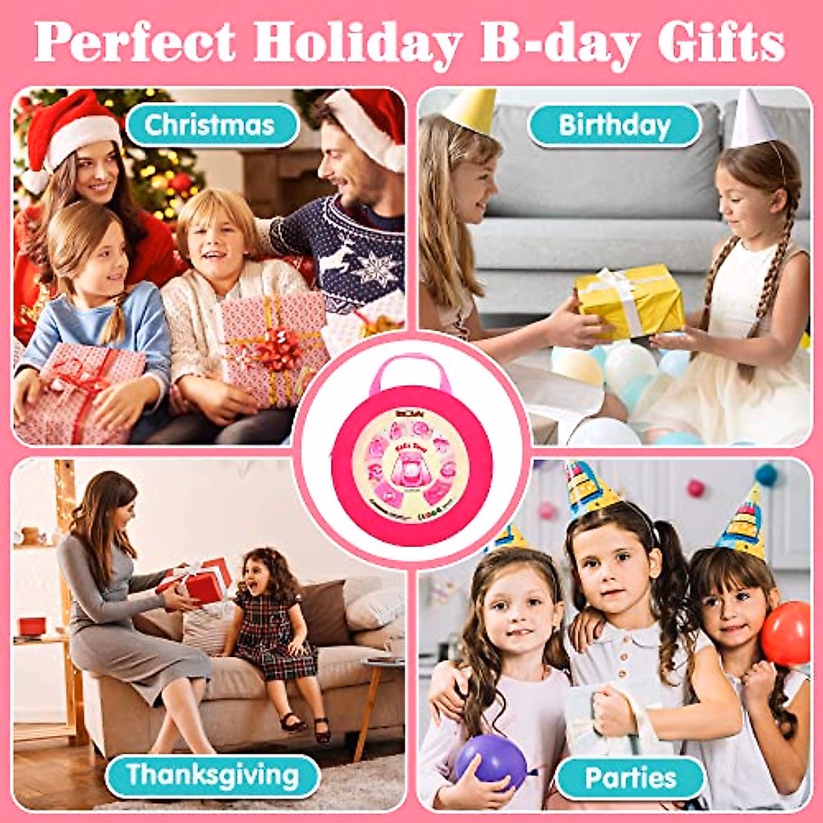 KIDAMI Princess Pop Up Tent with Star Lights for 1 2 3 Year Old Girls Birthday Gift, No Assembly Required, Easy to Fold with Portable Bag, Toddler Baby Girl Toys Kids Ball Pit Indoor Outdoor Playhouse