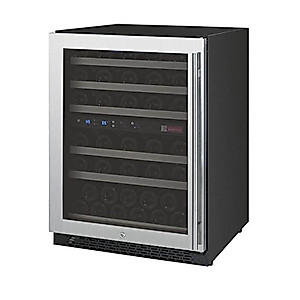 Allavino 24" Wide FlexCount II Tru-Vino 56 Bottle Dual Zone Stainless Steel Right Hinge Wine Refrigerator