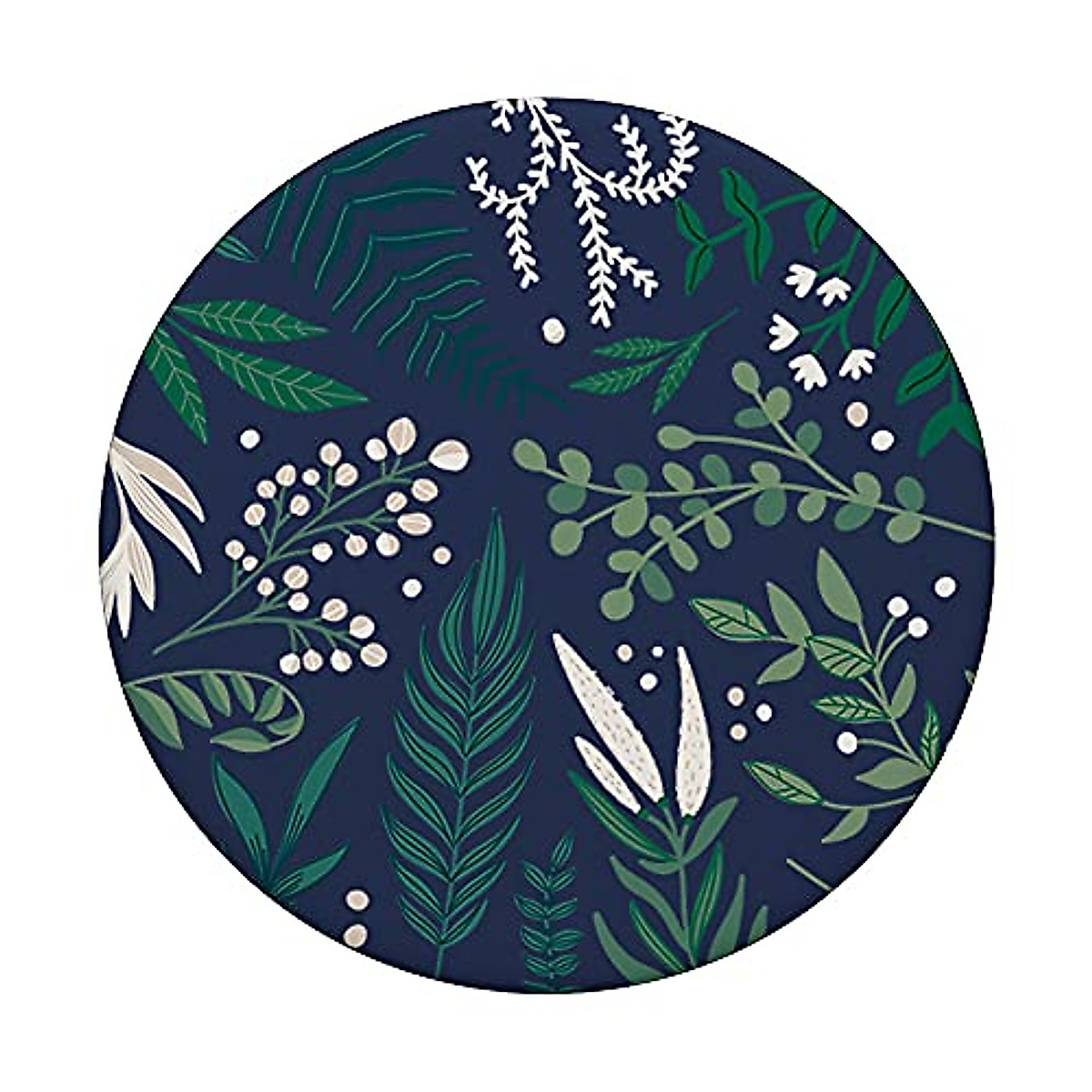 Green Botanical Fern Foliage & White Berry Floral Pattern PopSockets Swappable PopGrip