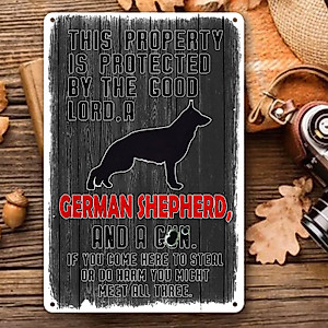 Funny Beware Of Dog Sign - 8x12 Inch Tin Sign For Fence Warning