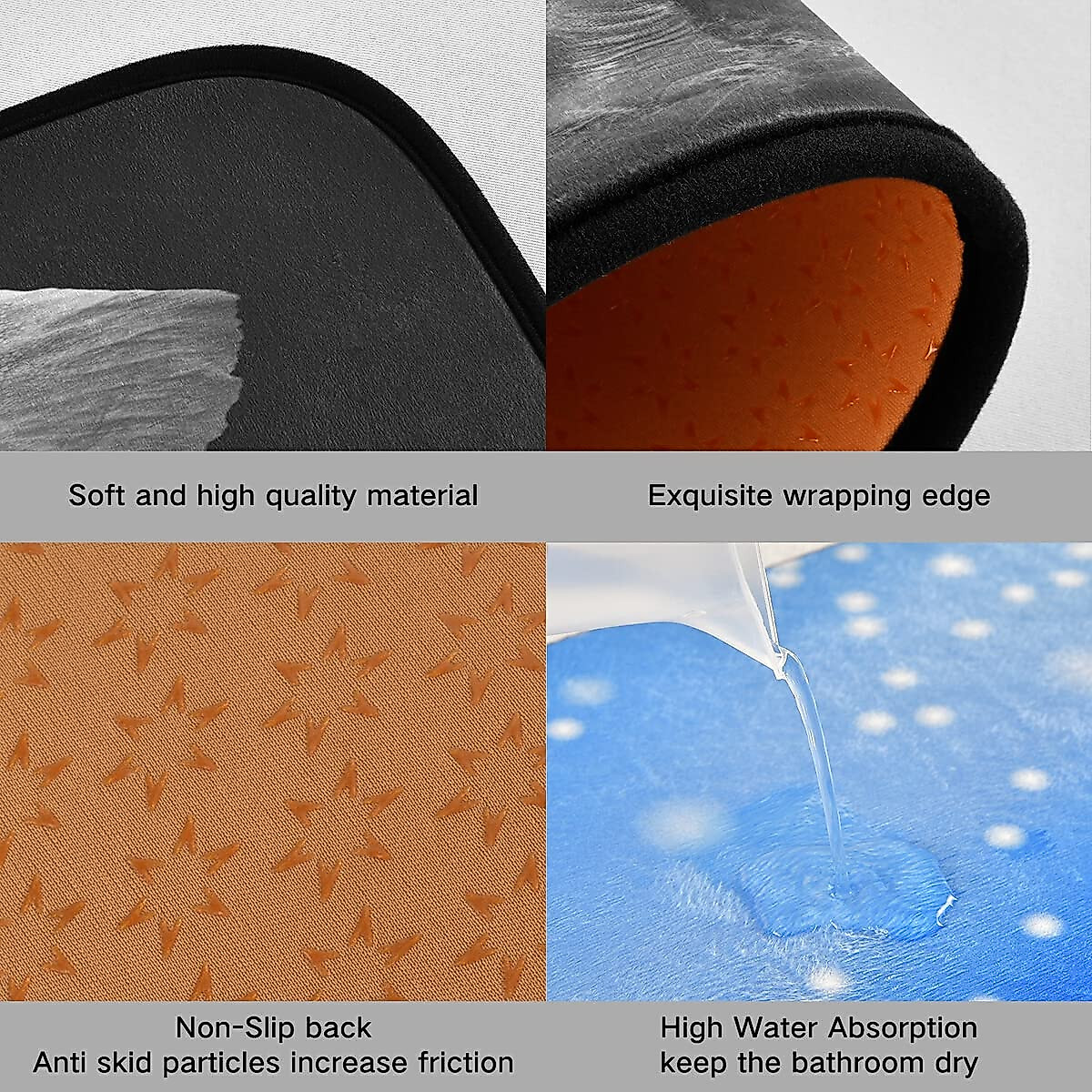 ALAZA Elephant Animal Black Non Slip Kitchen Floor Mat Set of 2 Piece Kitchen Rug 47 x 20 inches + 28 x 20 inches for Entryway Hallway Bathroom Living Roo