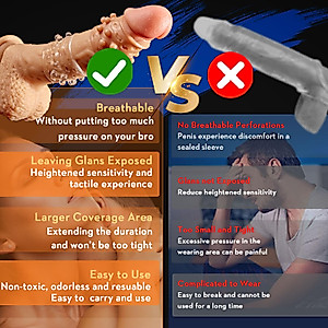 2Pcs Penis Sleeve for Mens, Semi-covered Penis Enlarger Ring Penis Extender with 360° Beads for Couples Sex Toys, Ultra-Soft Stretchy Reusable Cock Sleeve, Adult Toys for Sexual Pleasure