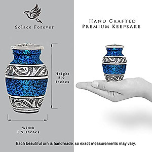 Blue Keepsake Urns for Human Ashes - Small Urns Set of 4 with Box & Bags - Blue Urns for Adults Male & Female - Handcrafted Mini Cremation Urns for Ashes - Honour Your Loved One with Memorial Urn Set