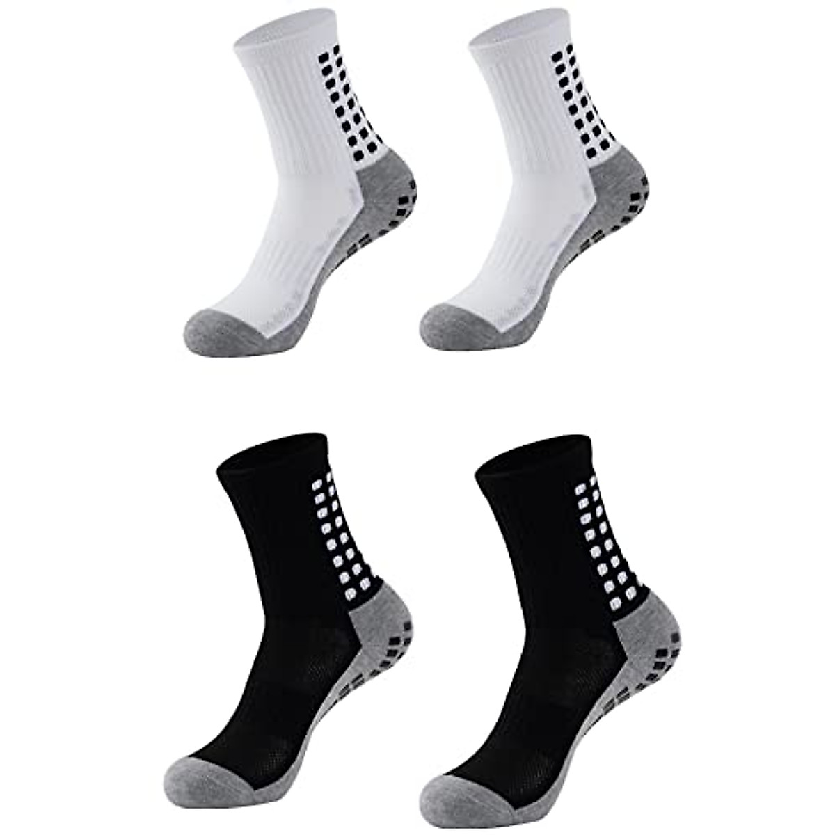 WIYCG Athletic Socks Men's Soccer Socks Anti-slip Gel Cushion Thick Towelled Bottom Shock Absorption Training Socks Manufactured Directly From Factory, 4 Pairs (Combo 4)