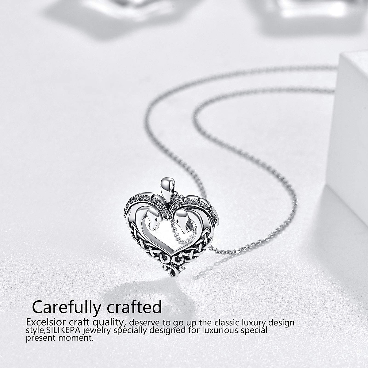 Horse Necklace for Women 925 Sterling Silver Celtic Horse Pendant Necklace Hypoallergenic Horse Jewelry Gift for Women Horse Lovers