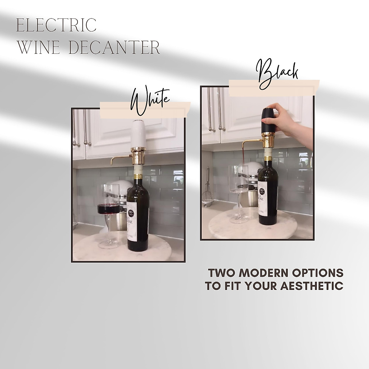 Sip & Shimmer Electric Wine Aerator, Modern Wine Aerator, Electric Wine Dispenser, Black & Gold Wine Pourer, Wine Pump, Automatic Wine Pourer, Re-chargeable, Wine Gifts, Gift for Mom Wife