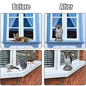 3 Pack Owl Decoy to Scare Birds Away, Fake Owl Scarecrows, Pigeon Deterrent, Plastic Owl Statue for Outdoor Garden Yard