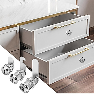 Cylinnda Cabinet Locks with Keys, 1-1/2" Long Cam Locks keyed Alike, Cabinet Cam Lock Set for Cabinets RV Storage Locks Tool Box Lock Thick Drawer, Zinc Alloy (2 Pack, 1-1/2 Inch)