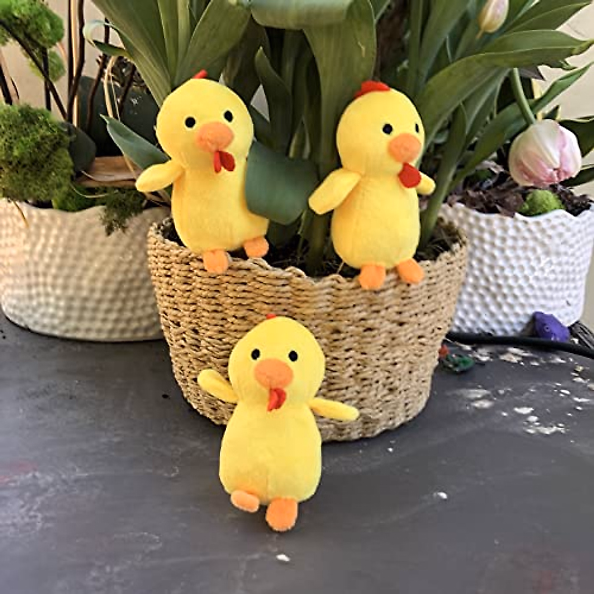 Glow Pups 3 Pack Plush Chicken Toys with Squeaker for Small Dogs, Replacement Chicken Toys Hide and Seek Egg Toy (3 Pack of Replacement Chickens)