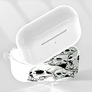 POKABOO AirPods Pro Case, Clear Soft TPU Protective Cover Case for AirPods 3 (Front LED Visible) Wireless Charging AirPods Pro Case with Keychain (Skull)