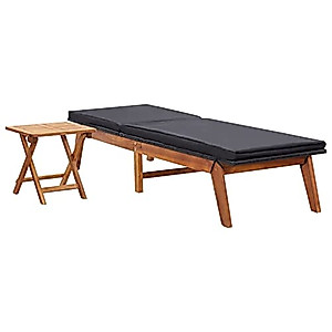 Folding Lounge Chair,Chaise lounges for Outside Patio,Sunbathing Chairs for Adults,Sun Lounger with Table Poly Rattan and Solid Acacia Wood,Lay Flat Beach Chair,Sunbathing Chairs for Adults