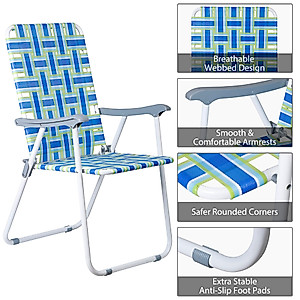 ZENY Beach Chairs, Patio Folding Lawn Chairs, Outdoor Webbed Folding Chair w/Steel Frame, Portable Camping Chairs for Yard, Garden, Poolside Webbed Chairs Set of 2