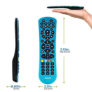 Philips Universal Remote Control, Universal TV Remote Replacement, Samsung TV Remote Control Universal, for Roku Remote Replacement, Vizio, LG, Sony, Apple TV, Smart TVs, 6 Device, Blue, SRP6249B/27