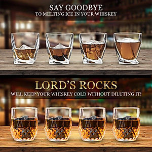 Whiskey Gifts for Fathers Day Men – 6 Whiskey Stones 2 Whiskey Shot Glasses 2.7 Ounce Wood Box and Velvet Pouch Cold Stones for Scotch, Whiskey, Bourbon, Tequila, Vodka, Rum, Wine