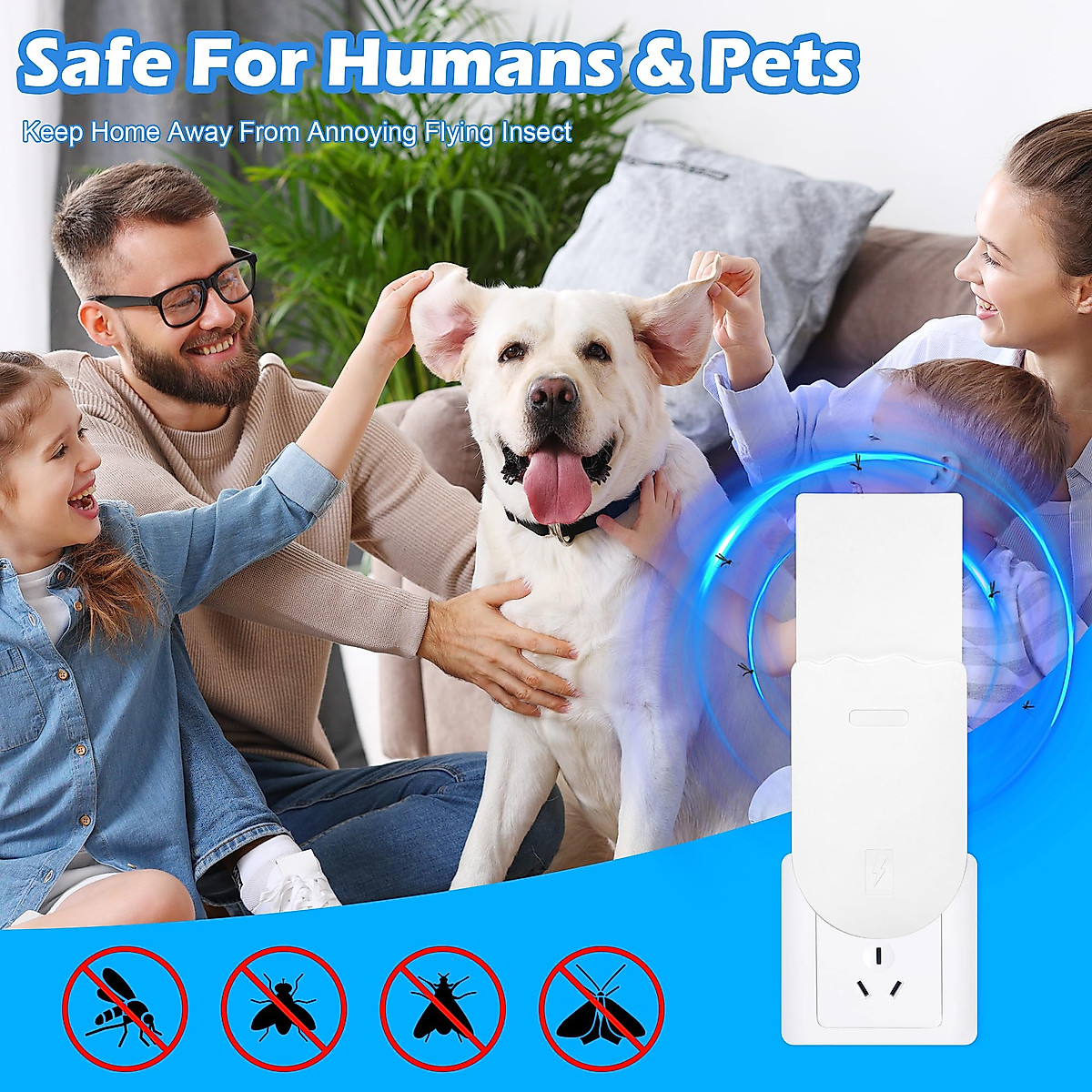 Gnat Trap for House Plug in, 2 Pack Electric Bug Zapper Plug in Wall, Gnat Moth Catcher, House Flying Insect Trap with Night Light Bug Zapper for Flies [2 Device + 10 Glue Cards]