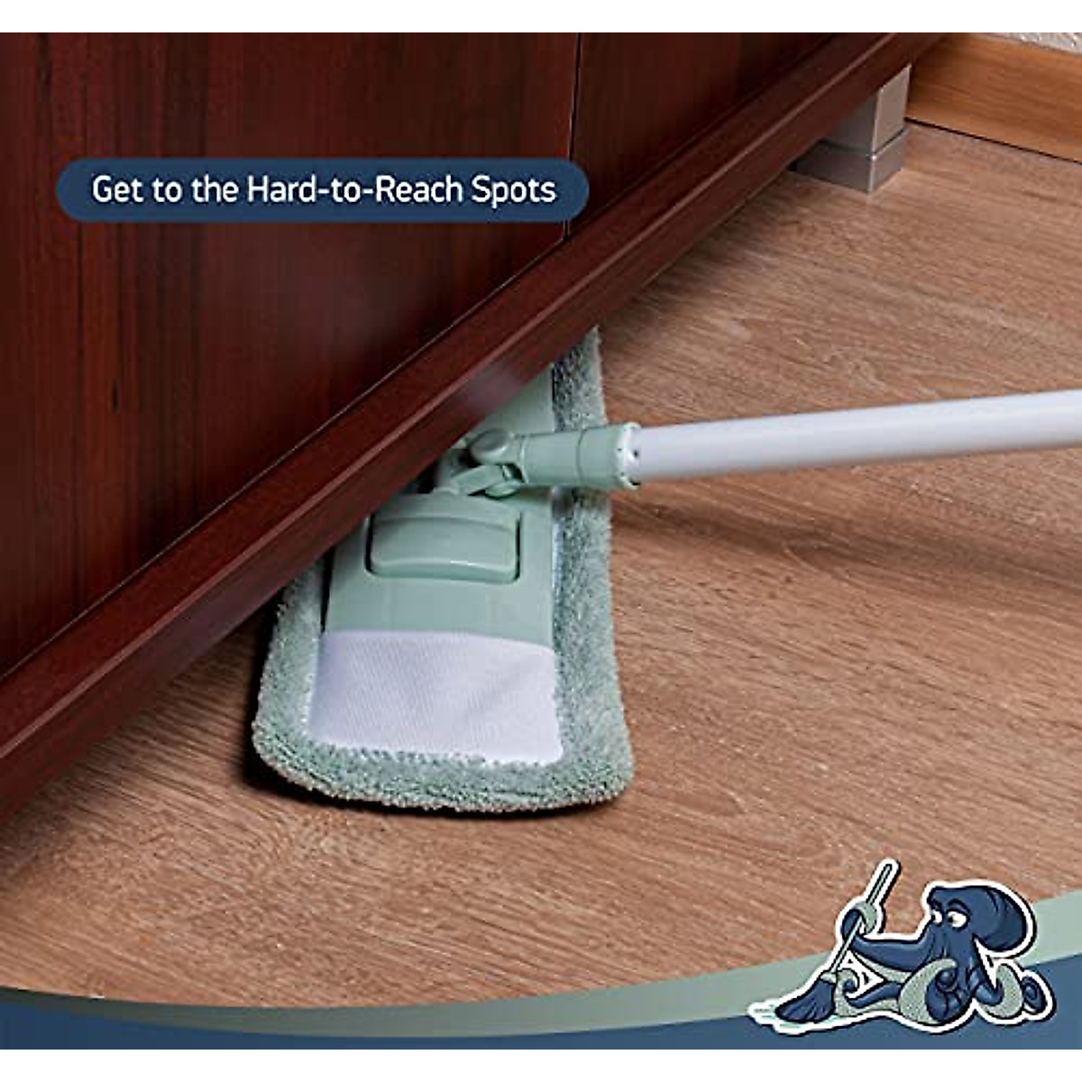 DSV Standard Professional Microfiber Floor Mop with 3 Washable Mop Pads and 1 Dirt Removal Scrubber | 360° Rotation Mop Head 16.8" | Ideal for Hardwood, Laminate, Tile & For Home/Office Floor Cleaning