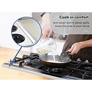 MSDADA 2 Pcs Silicone Stove Counter Gap Cover, Kitchen Counter Gap Anti-Slip Filler for Seals Spills Between Counter, Stovetop, Oven, Washing Machine (30 Inches, White）