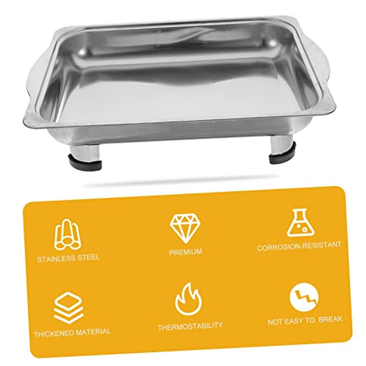 Hoement Stainless Steel Furnace Breakfast Tray BBQ Serving Tray Table Trays for Eating Stainless Steel Serving Platters Rectangular Chafing Dishes Rectangular Buffet Tray Buffet Pans Food