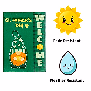 St Patricks Day Garden Flag, 13 x 18.5 Double Sided, Burlap Happy St Patricks Day House Flag, Mini St Patrick's Day Yard Flag Burlap Flag Outdoor Decoration