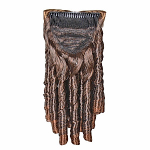 HlpiAMok SPPRANDOM QYUU Regency Ringlet Ponytail Hairpiece with Bow Spiral Curl Synthetic Half Wig Historical Colonial Lady Costume Wig (Light Brown)