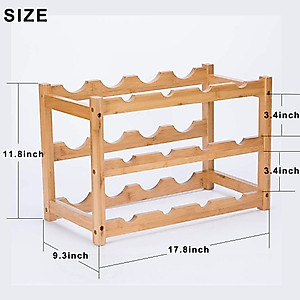 Riipoo Wine Racks Countertop, Wine Rack 12 Bottle, Wine Storage Holder for Kitchen, Pantry, Cabinet, Bar, 3 Tier