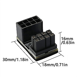 ZRM&E 8 Pin Graphics Card Power Supply 180 Degree Angled Adapter Steering Connector Up Angled for Desktops Graphics Card