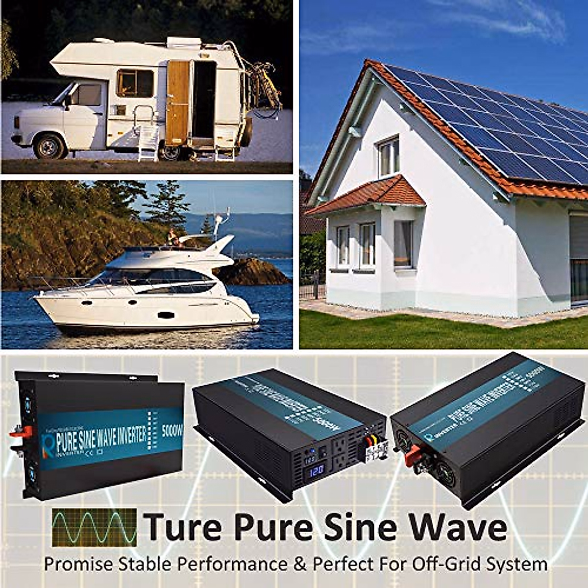 WZRELB Pure Sine Wave 5000W 24V Power Inverter DC to AC Power - Solar, RV