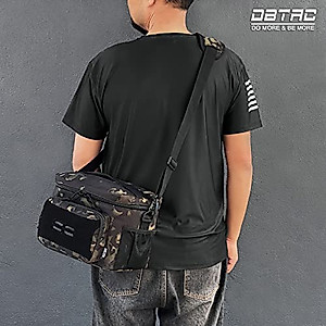 DBTAC Tactical Lunch Box, Large Insulated Lunch Bag Fits 12-Cans w/Water Bottle Pocket | Leakproof Lunch Cooler Tote for EDC Work Travel | Soft & Collapsible Easy-Clean Liner x2, Black Camo