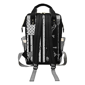 Deer American Flag Camo Arrow Black Diaper Bags with Name Waterproof Mummy Backpack Nappy Nursing Baby Bags Gifts Tote Bag for Women