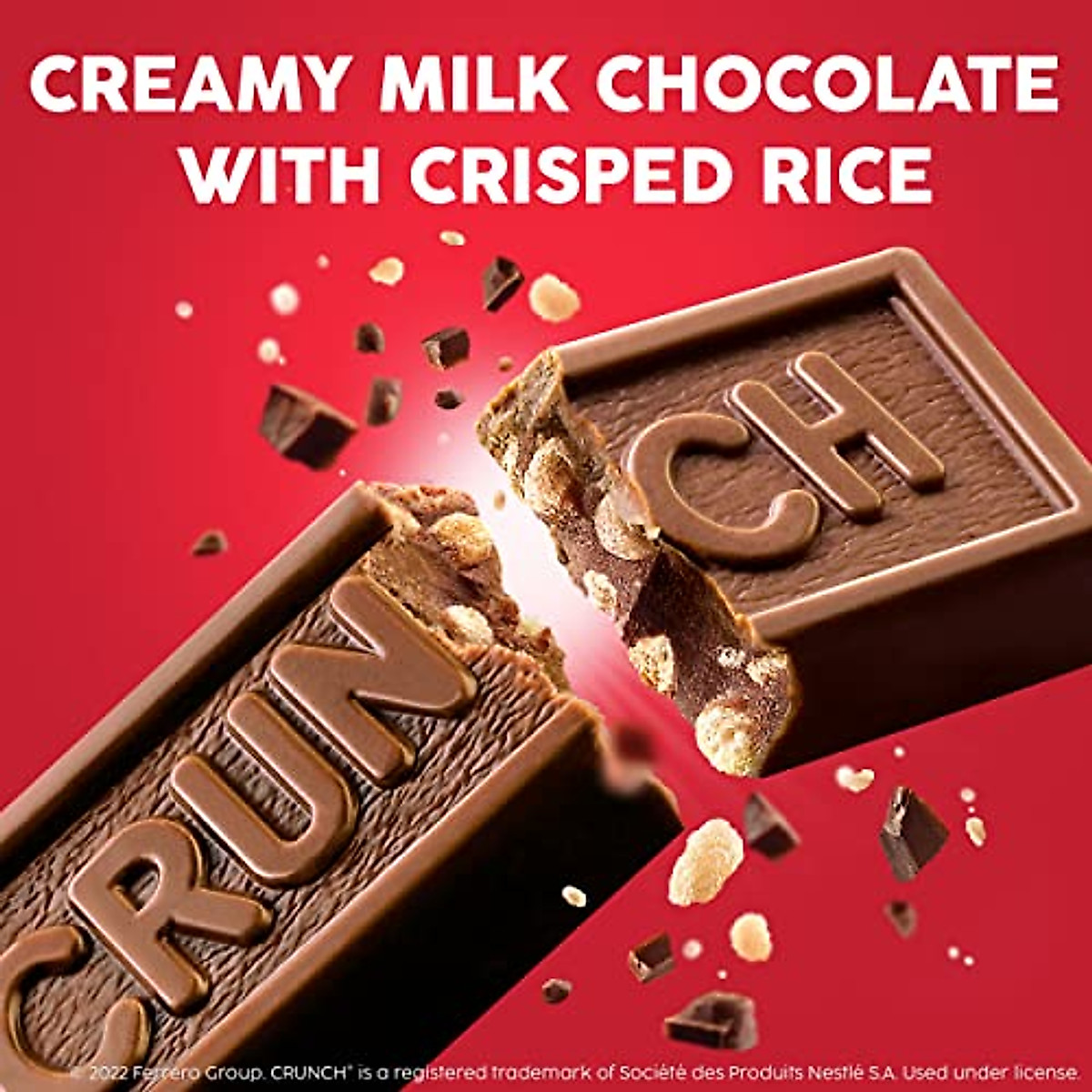 CRUNCH Milk Chocolate and Crisped Rice, Full Size Individually Wrapped Candy Bars, Easter Basket Stuffers, 1.55 oz each