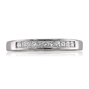 Beyond Brilliance 1/4 Carat Diamond, Channel-Set 14K White Gold Princess Cut Diamond 11-stone Bridal Wedding Band Ring (J-K, SI1-SI2)
