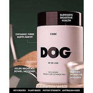 DOG by Dr Lisa - Fibre - Daily Fiber Supplement for Dogs - Supports Bowel Health and Stools - Made with Prebiotics, Postbiotics & Paraprobiotics - Vet-Created - Size 100g / 3.53oz