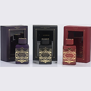 Lattafa Perfumes Bade'e Al Oud for Unisex 3 Piece Eau de Parfum Gift Set (Oud For Glory + Amethyst + Sublime) 3.4 Ounce/100 ml each