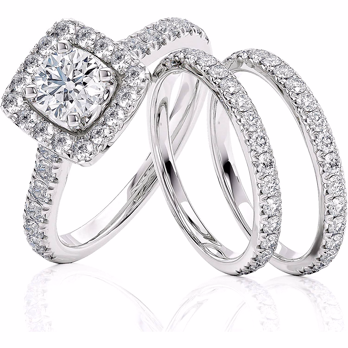 Beverly Hills Jewelers 2 Carat Diamond Engagement Ring - 14 Karat White Gold Diamond Ring for Women Diamond Engagement Ring (Size 7)