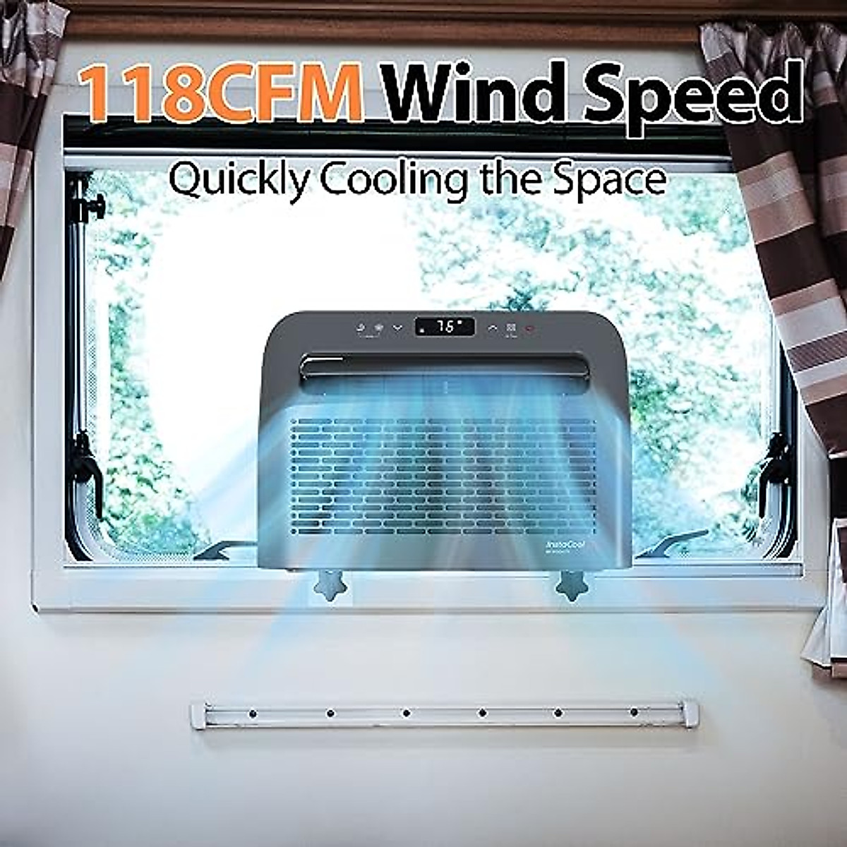 FOGATTI RV Window Air Conditioner, 6500 BTU Cools up to 180Sq.ft, 4-in-1 AC Unit and Lower Noise, Suitable For RV and House-workshop, included Window Installation Kits (Silver Grey)