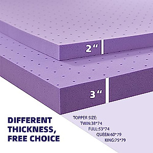 SINWEEK 2 Inch Gel Memory Foam Mattress Topper Queen Size, Ventilated High Density Pad for Back Pain, Bed Topper with Removable Soft Cover, CertiPUR-US Certified