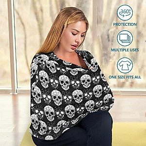 Nursing Cover Breastfeeding Scarf Gothic Skull- Baby Car Seat Covers, Stroller Cover, Carseat Canopy (n)