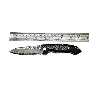 ALBATROSS Ebony wood 7.5" EDC Sharp Damascus Folding Pocket Knife with Liner Lock - Gift Box - HGDK011
