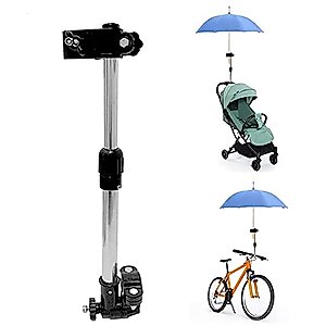 Kafuty-1 Adjustable Umbrella Holder for Bicycle Stroller Wheel Chair, 360 Degree Adjustable Stainless Steel Outdoor Umbrella Holder, for Carts Electric Bicycle Walker Rollator